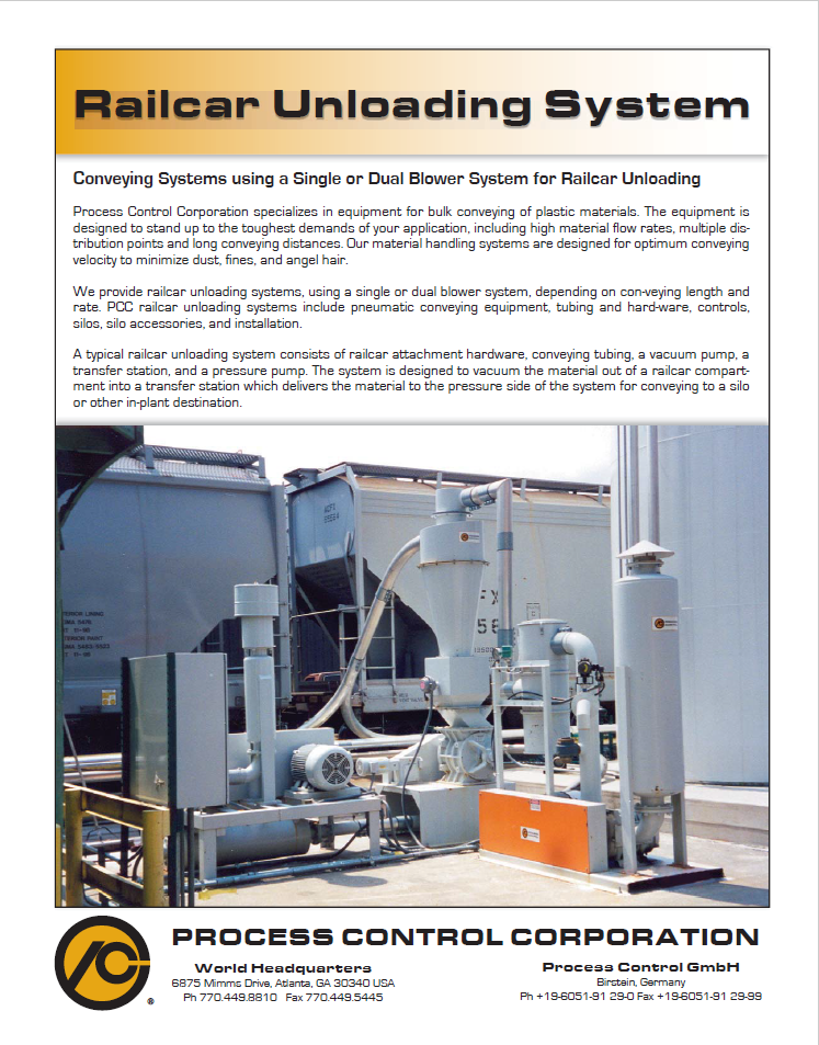 Railcar Unloading Brochure On Process Control Corp.